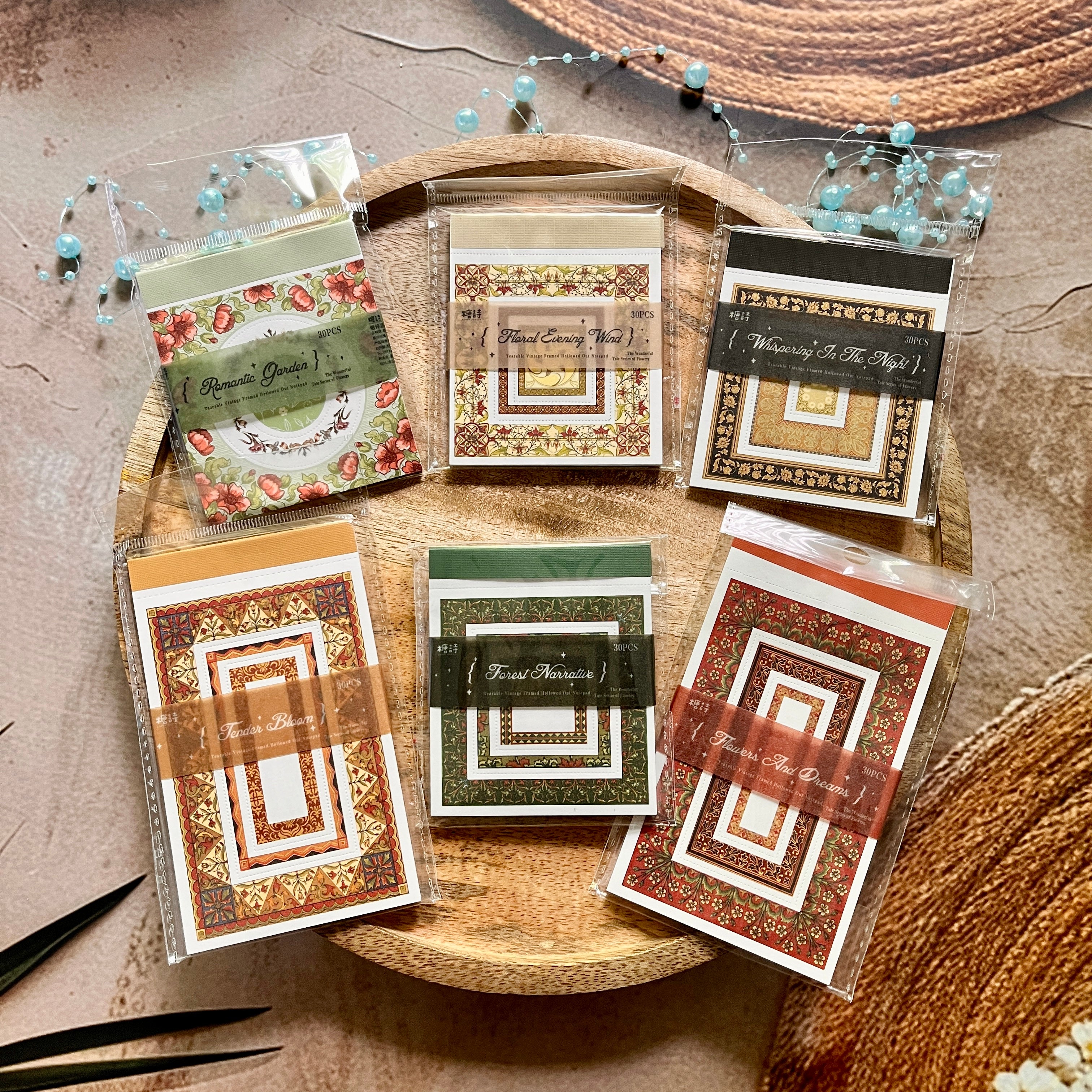 30 Sheets Retro Border Wonderful Story of Flowers Series Decoration Ma ...