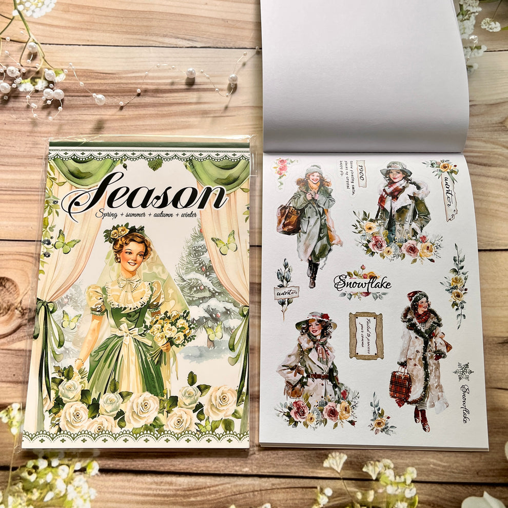 20 Sheets Vintage Character Flower Landscaping Sticker Book – Team ...