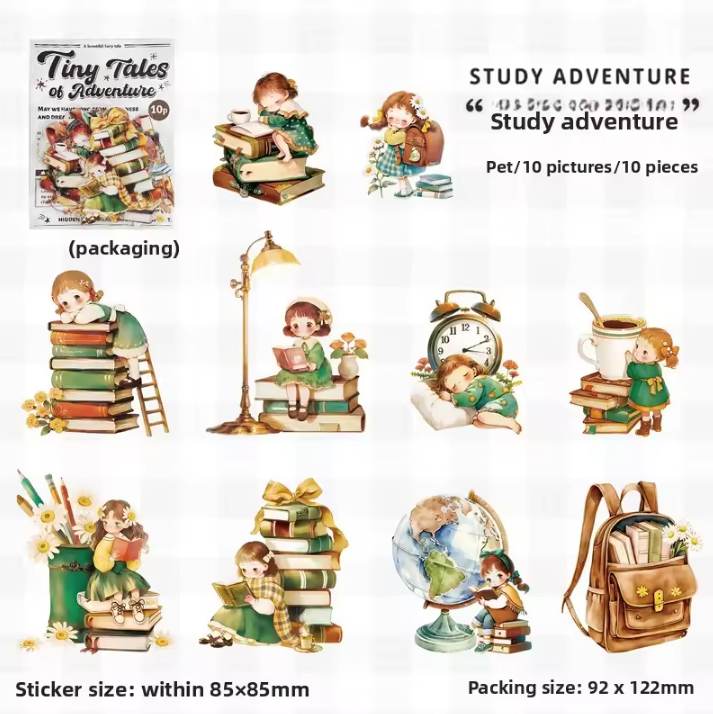 10 Pcs Mini Adventure Series Cute Cartoon Character Journal Sticker Pa ...